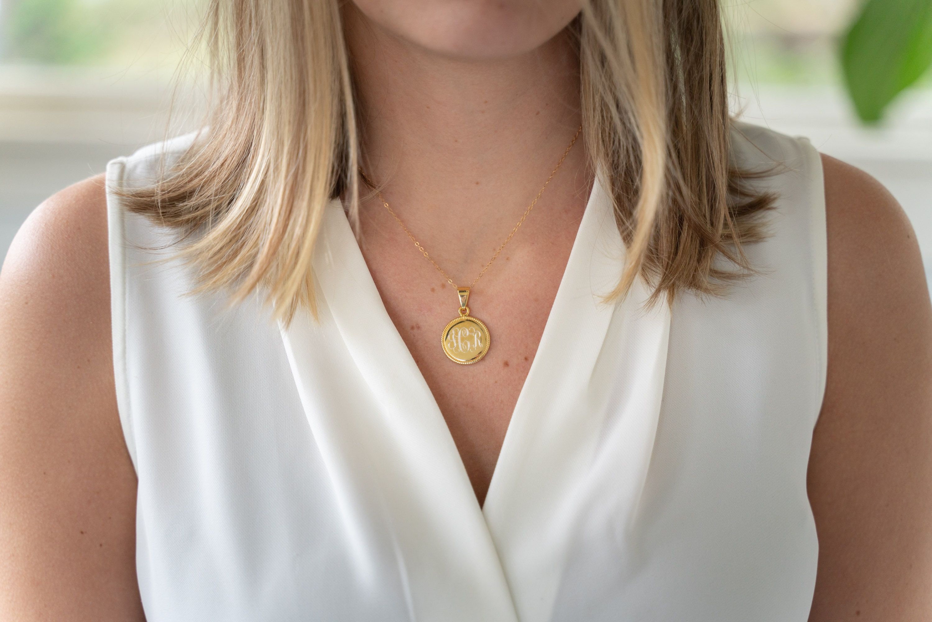 Preppy Nautical Rope Monogrammed Necklace in Gold Plated Over Sterling ...