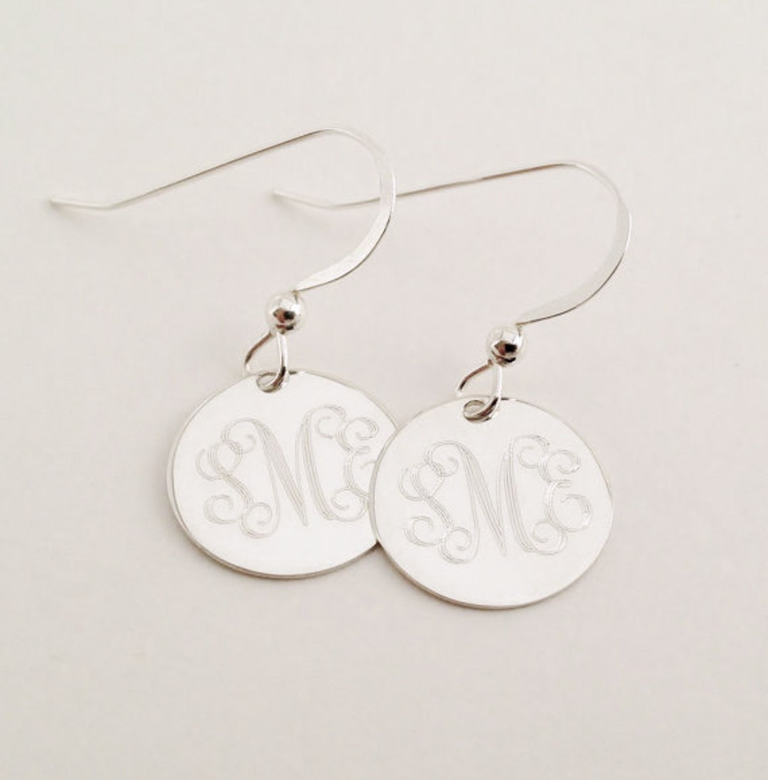 Monogrammed Earrings in Sterling Silver for Bridesmaids, Women, Present ...