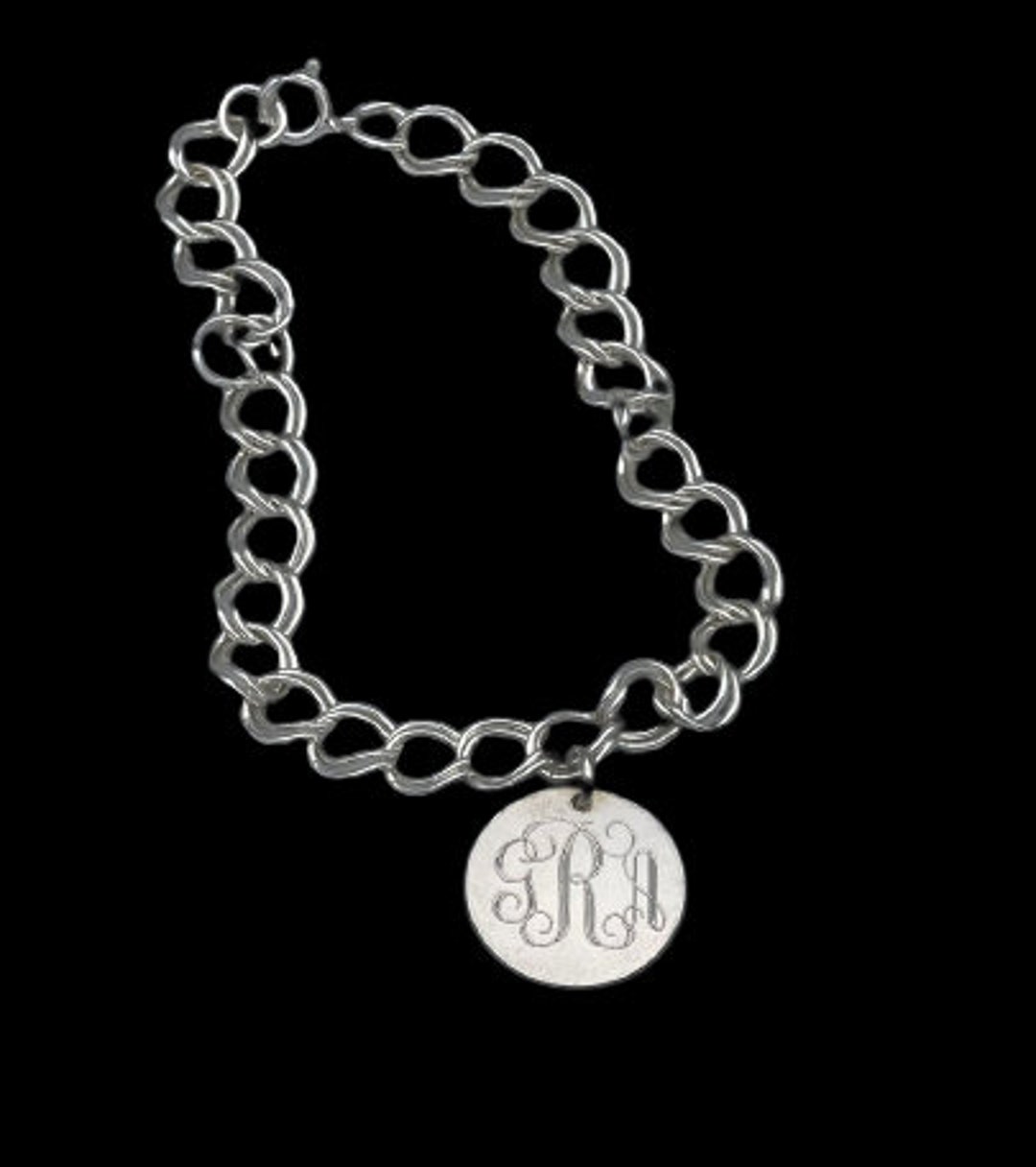 Monogram Charm Bracelet With 1 - 4 Disc Charms Sterling Silver Jewelry ...