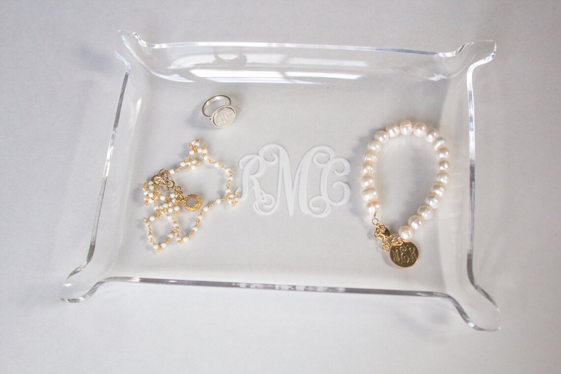 Acrylic Monogram Tray Monogram Jewelry Dish 3 Sizes Available - Etsy