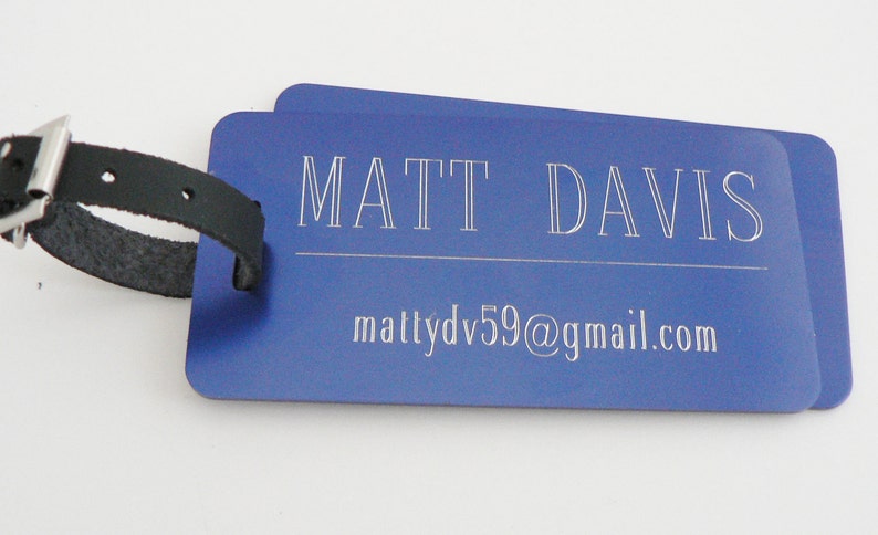 Luggage Tags Blue Set of Two Free Engraving - Etsy