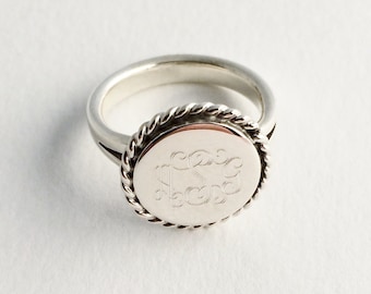 Nautical Rope Monogrammed Ring in Sterling Silver for Women or | Etsy