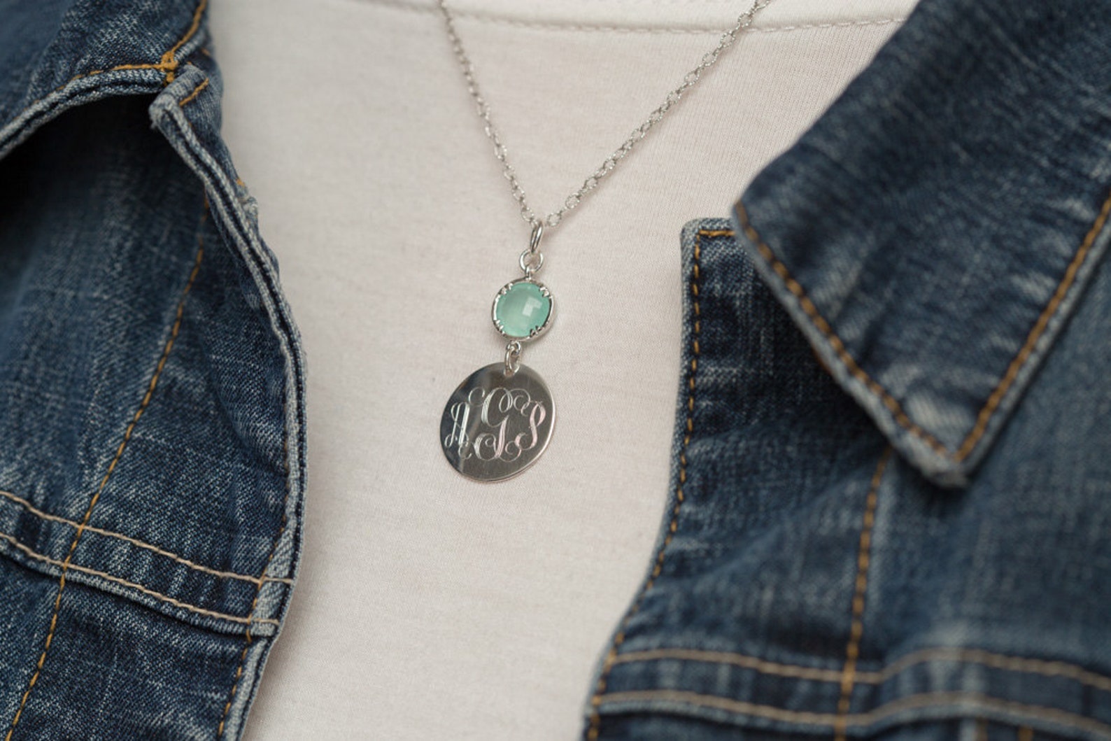 Personalized Necklace in Sterling Silver With Crystal for Women or ...