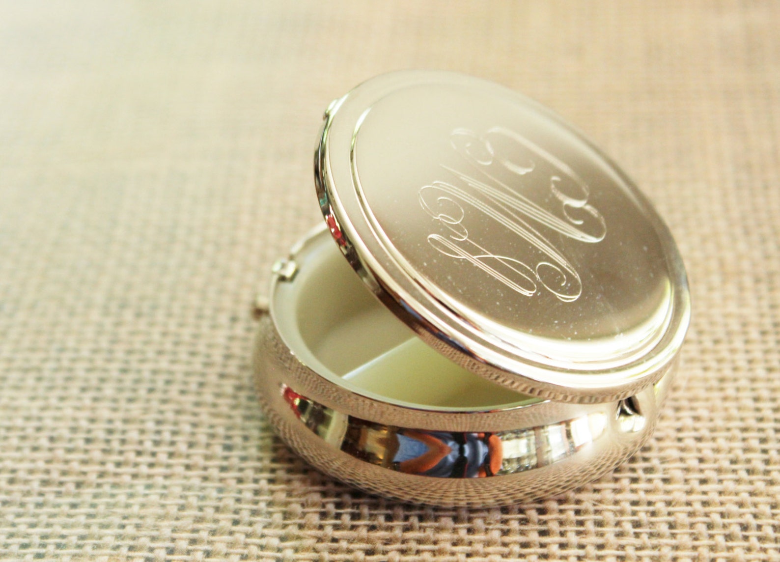 Pill Box With Monogram Personalized- Engraving Included - Silver ...
