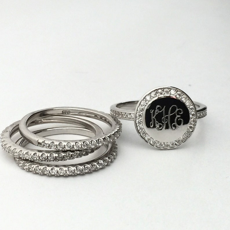Monogram Stacking Ring Personalized Monogrammed Sterling - Etsy