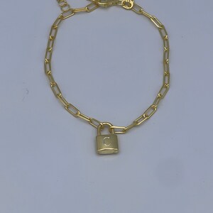 Lock Paper Clip Chain Bracelet With Initial Sterling Silver or Gold ...
