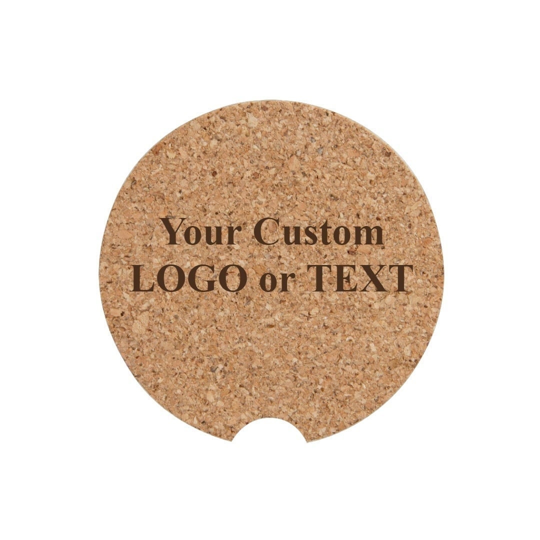 Custom Logo or Text Car Coasters, Set of Two Car Coaster in Cork for ...