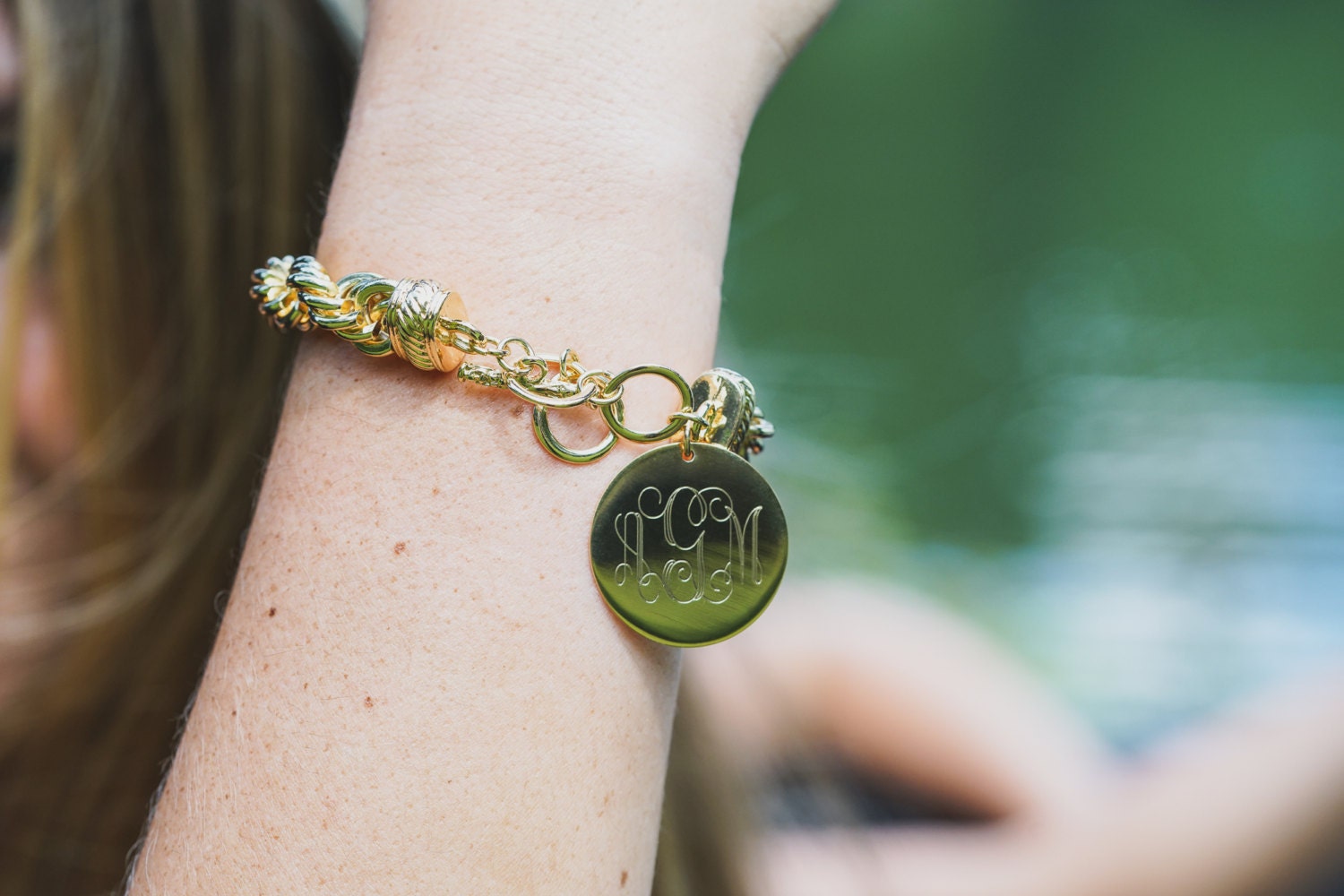 Monogram Charm Bracelet, Gold or Silver Rope Monogram Bracelet ...