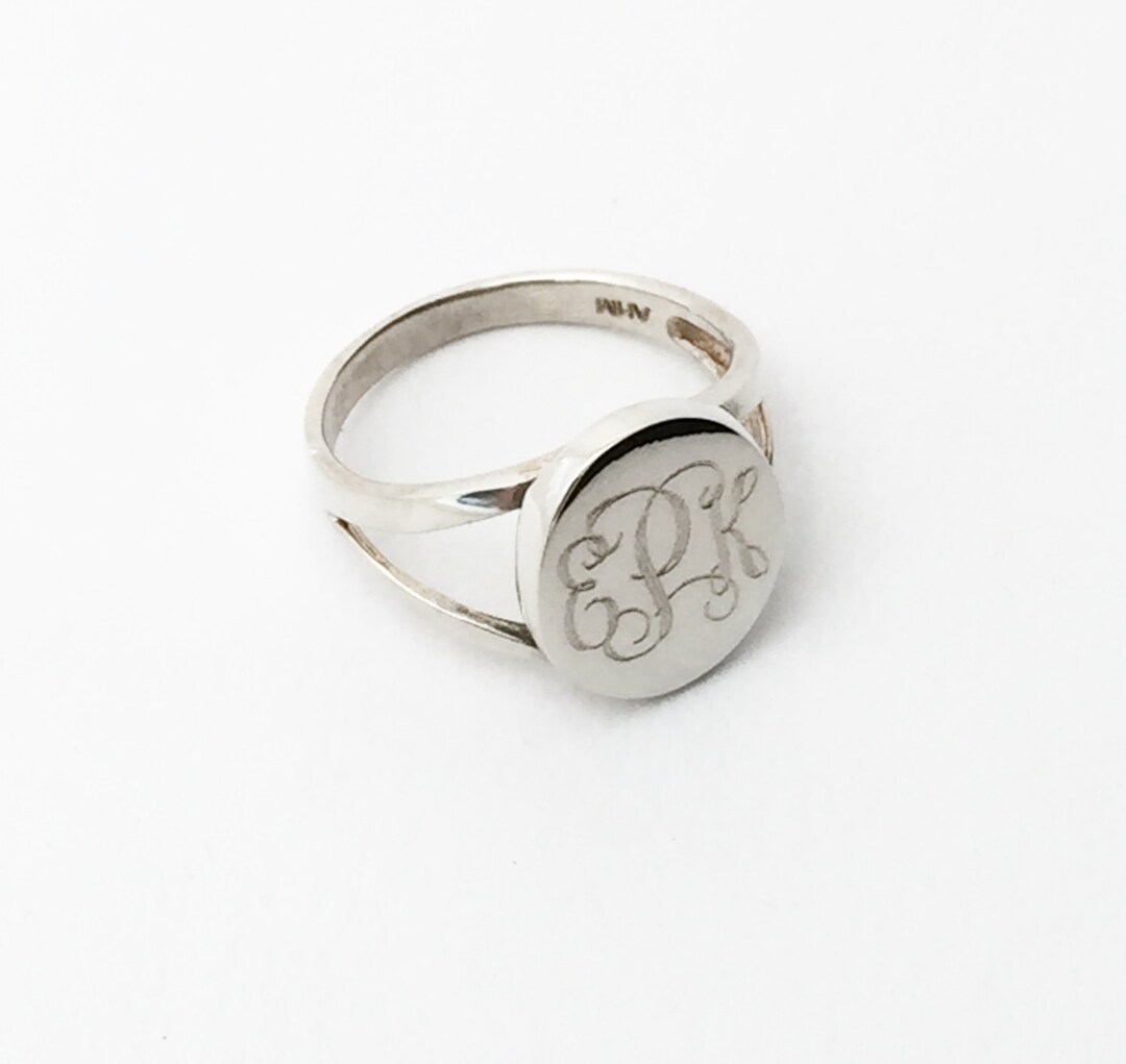 Monogrammed Ring Oval Sterling Silver Custom Ring Personalized for ...