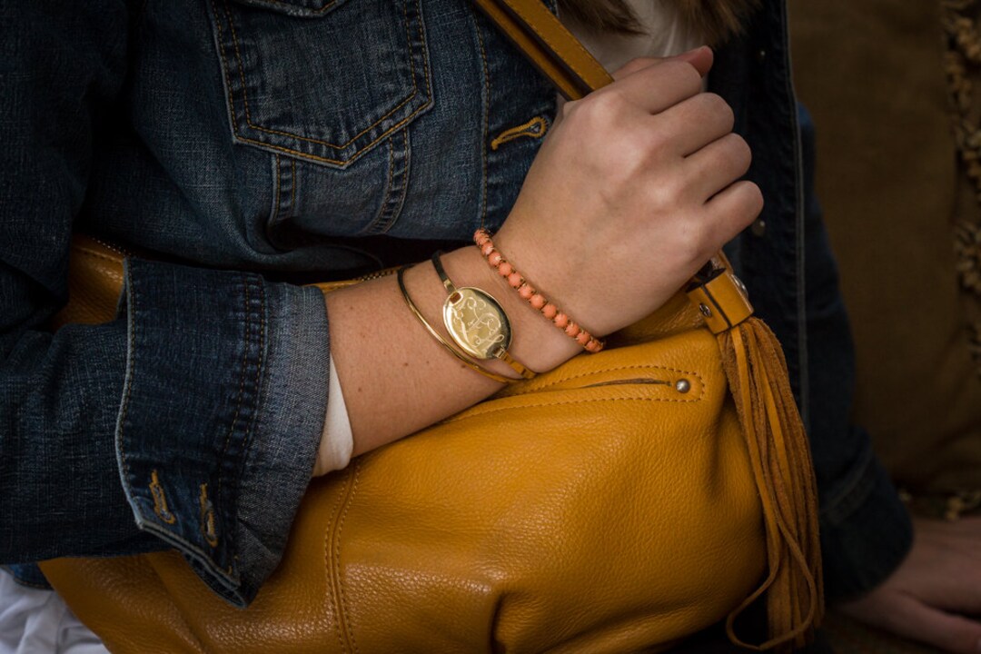 Personalized Bracelet Monogram Latch Cuff Stacking Bracelet Gold ...