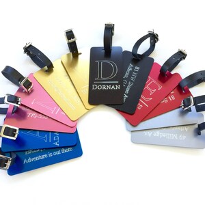 Monogram Metal Luggage Tags Set of 2 in Your Choice of Colors Travel ...