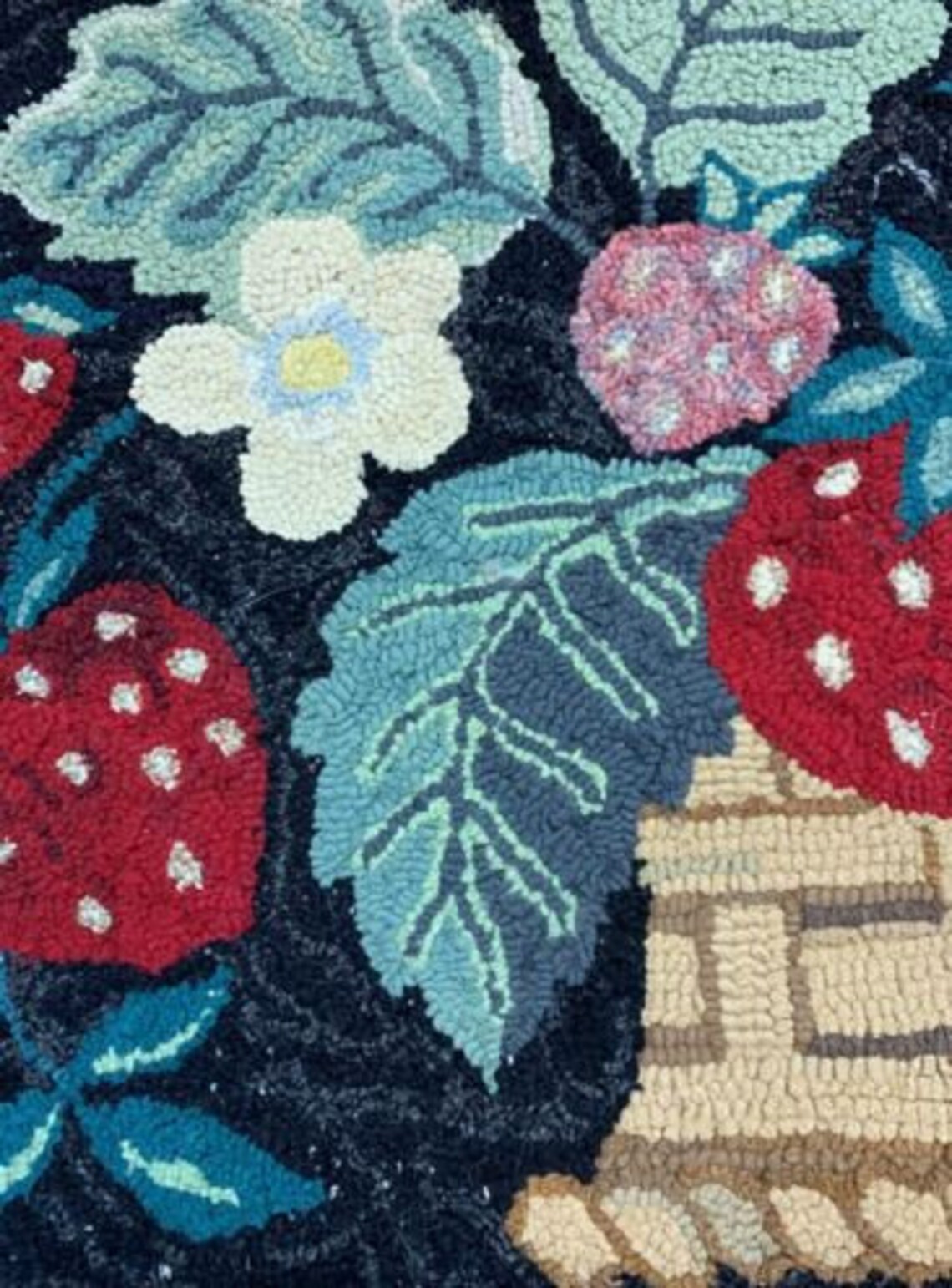 Basket of Strawberries Hand Hooked Wool Rug - Etsy