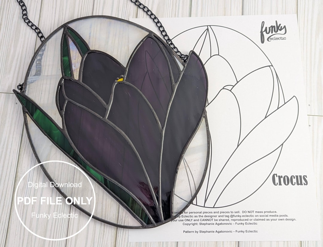 Spring Crocus Flower Stained Glass Pattern, Digital Download PDF - Etsy