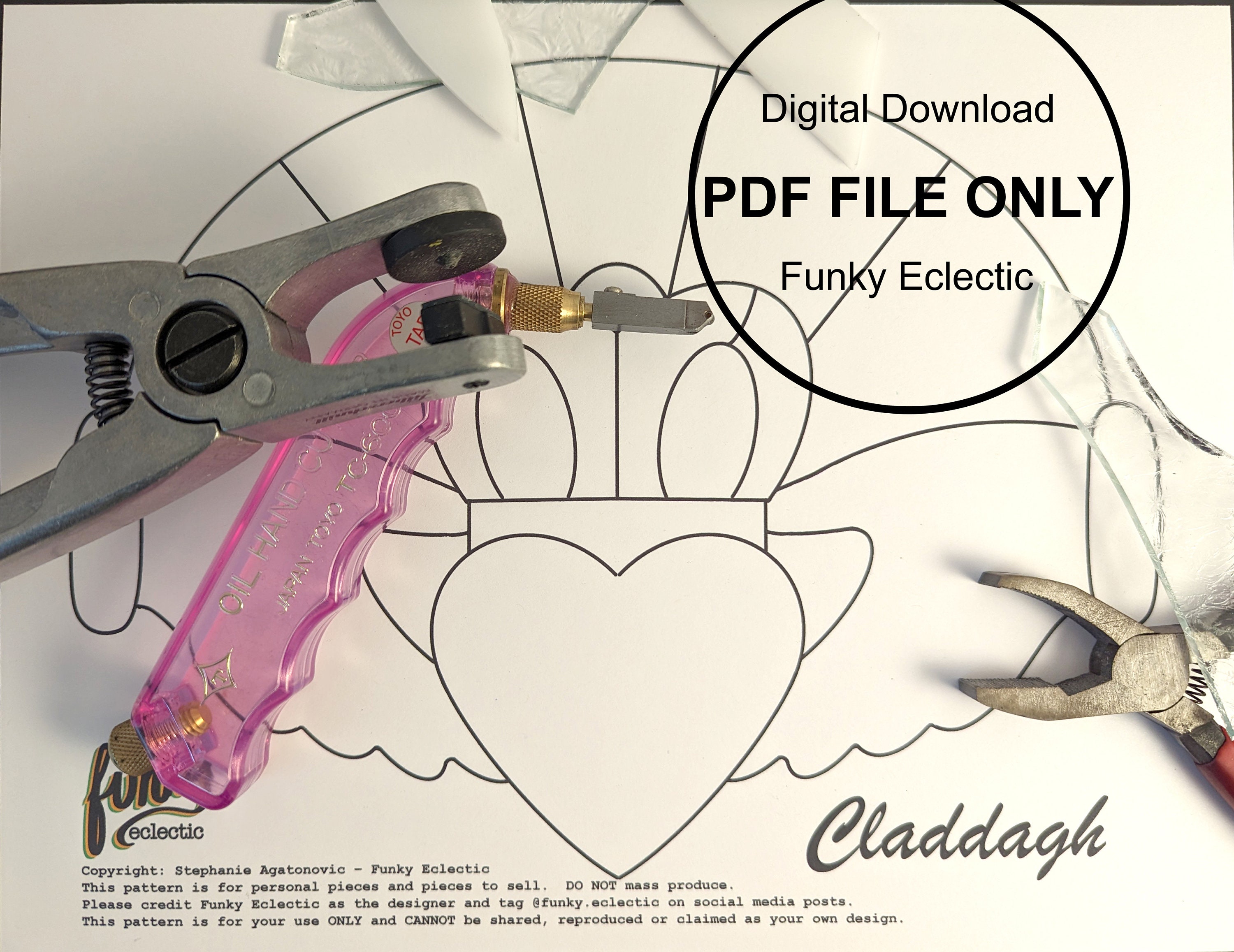 Stained Glass Irish Claddagh Sun Catcher Pattern, PDF Digital Download ...