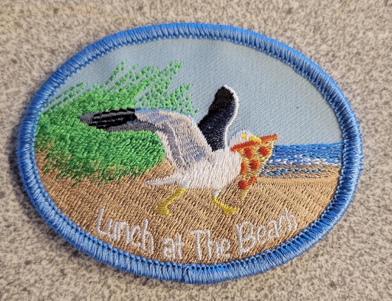 Seagull Stealing Lunch at Beach Embroidered Patch, Seagull, Beach ...