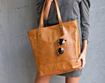 Camel Leather Tote - Etsy