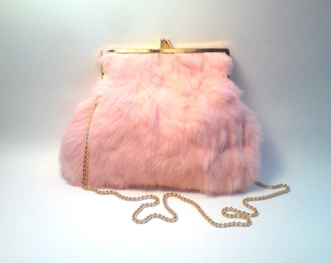 Handmade Pink Leather Purse / Genuine Rabbit Fur - Etsy