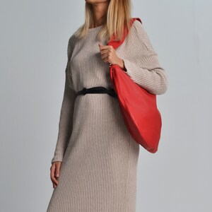 Anna Red Hobo Bag, Red Leather Bag, Red Large Shoulder Bag, Soft Red ...