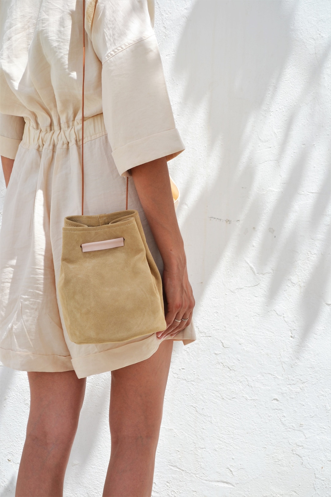 Handmade Italian Suede Leather Bucket Bag: Shoulder Crossbody Bag - Etsy