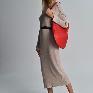 Anna Red Hobo Bag, Red Leather Bag, Red Large Shoulder Bag, Soft Red ...