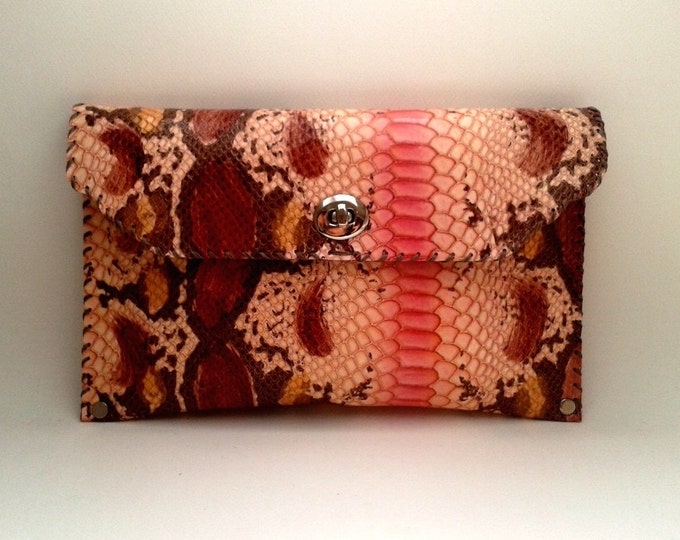 Handmade Leather Clutch / Snake Pattern - Etsy
