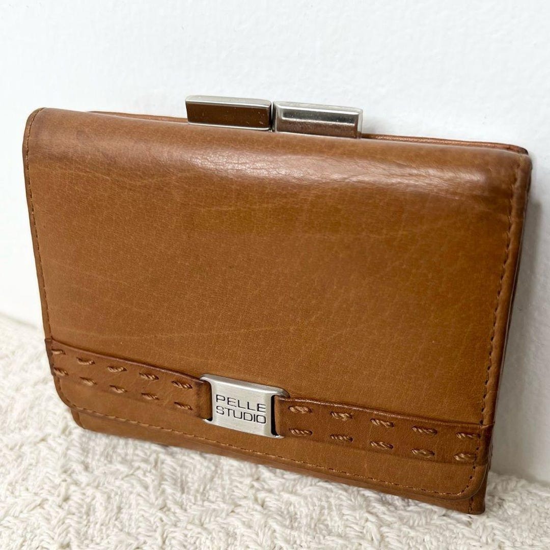 Vintage Wilsons Leather Pelle Studio Tan Framed Wallet Kisslock Trifold ...