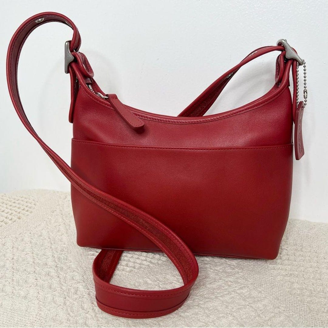 Y2K Vintage Coach Legacy Small Pocket Zip 9136 Red Leather Crossbody ...