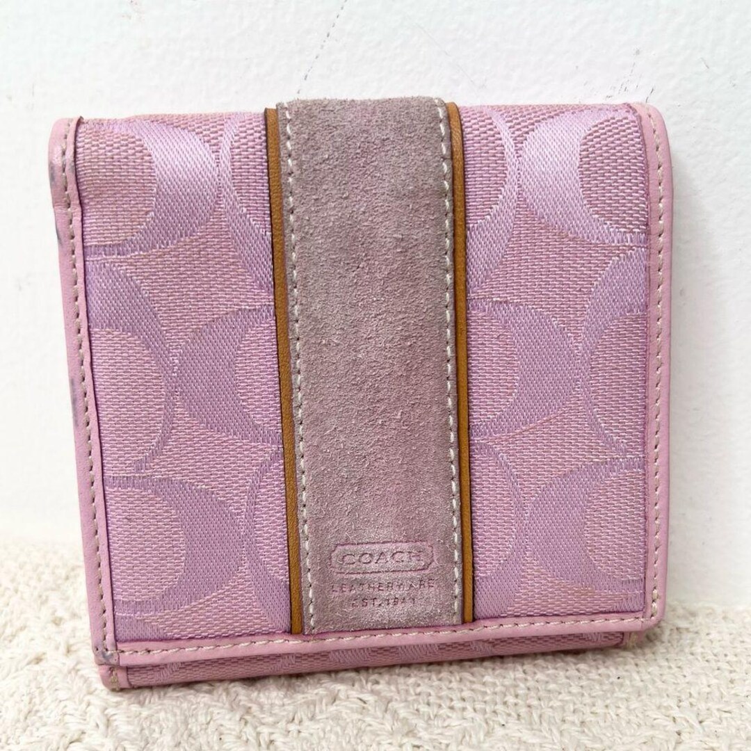 Y2K Vintage Coach Signature Mini Wallet Pale Pink Suede Leather - Etsy