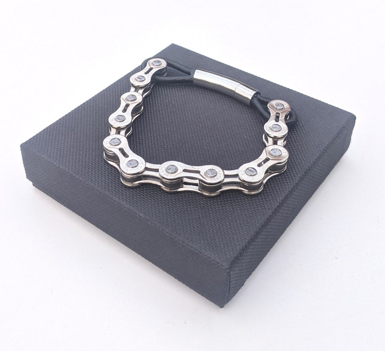 Chunky Silver Bike Chain Bracelet & Silver Wrist Band Mens - Etsy