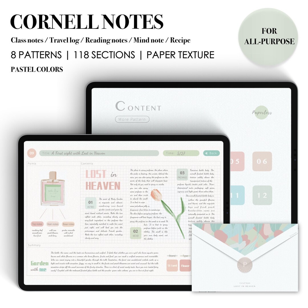 Digital Cornell Notes Template: Pastel Colors, Paper Texture (PDF) - Etsy
