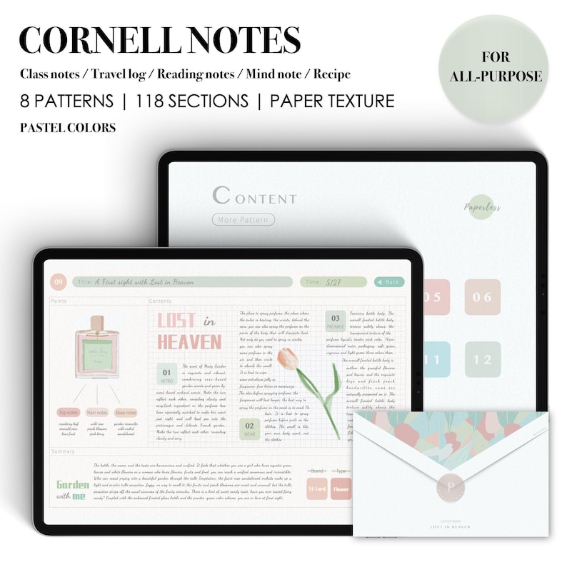 Digital Cornell Notes Template: Pastel Colors, Paper Texture (PDF) - Etsy