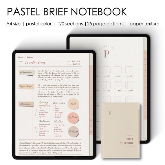 Digital Creamy Notebook Digital Notes Cornell Journal - Etsy