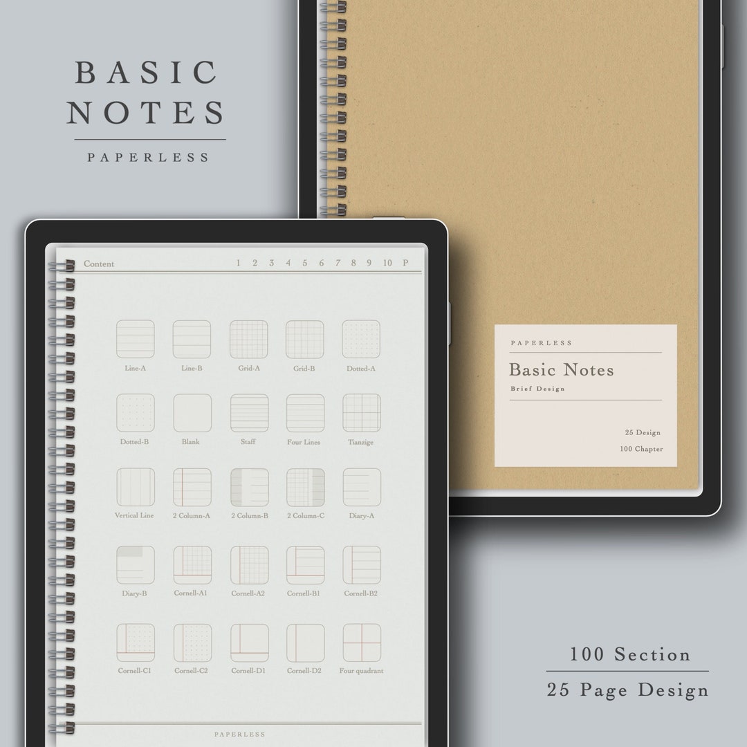 3 SETS Light + Dark， Digital Basic Notebook, Digital Cornell Notes ...