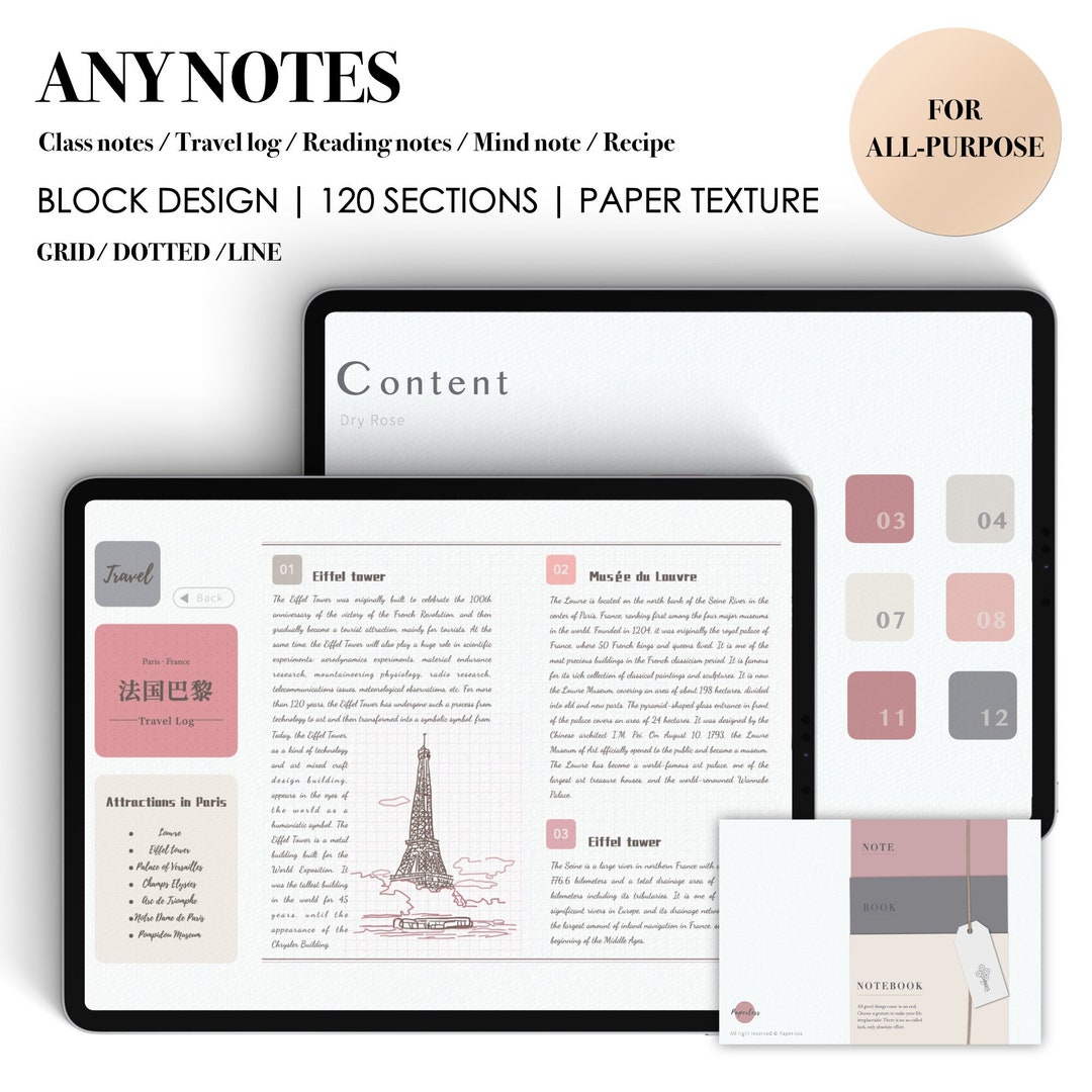 Digital Cornell Notes Notebook: 120 Sections, Pastel Colors (PDF) - Etsy