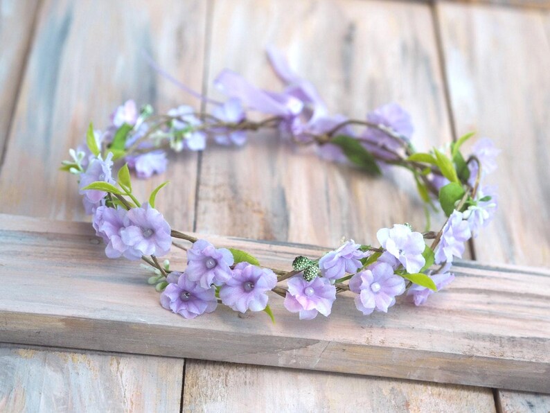 Lilac Flower Crown – Lavender Bridal Headpiece, Purple Woodland Wedding ...