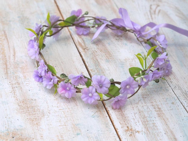 Lilac Flower Crown, Purple Bridal Headpiece, Lavender Fairy Tiara ...