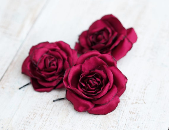 Burgundy rose hair clip store