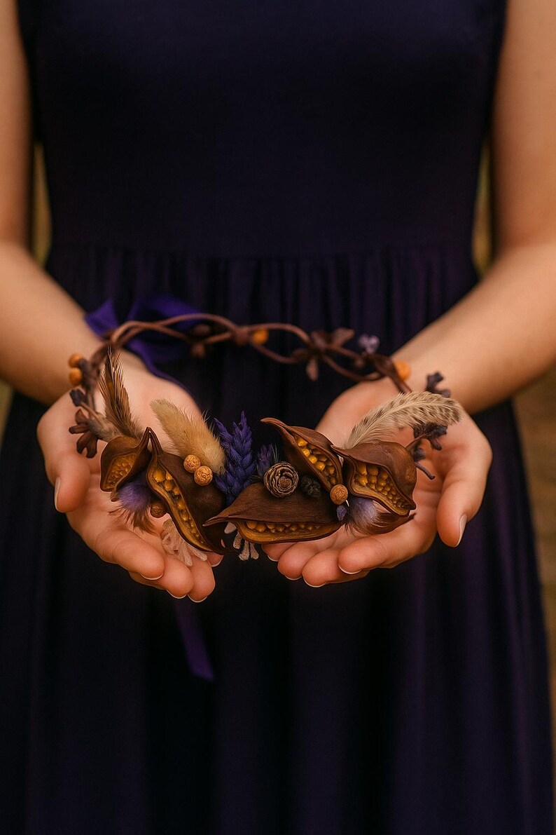 Woodland Hair Crown – Forest Queen Crown With Brachychiton Pods, Dried ...