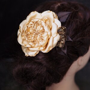 Gold Satin Rose Hair Clip or Brooch – Vintage Bridal Flower Hair ...