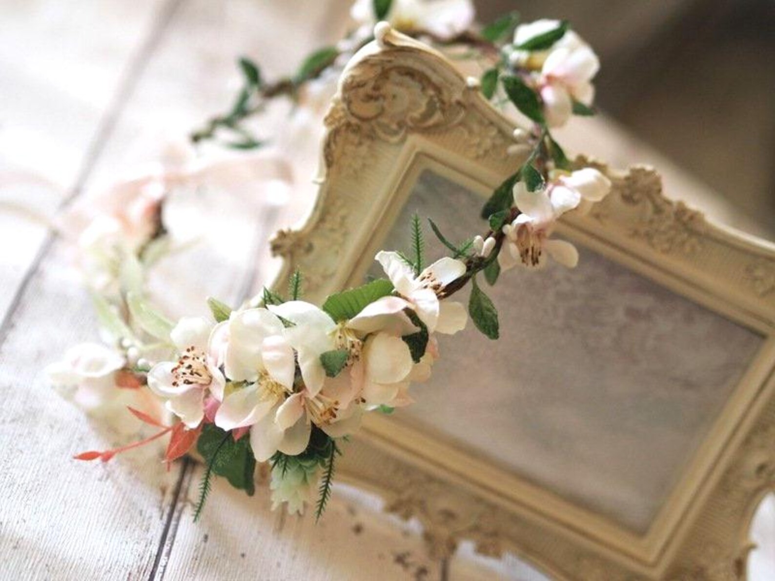 Cherry Blossom Flower Crown, Blush Sakura Headpiece, Boho Bridal Floral ...