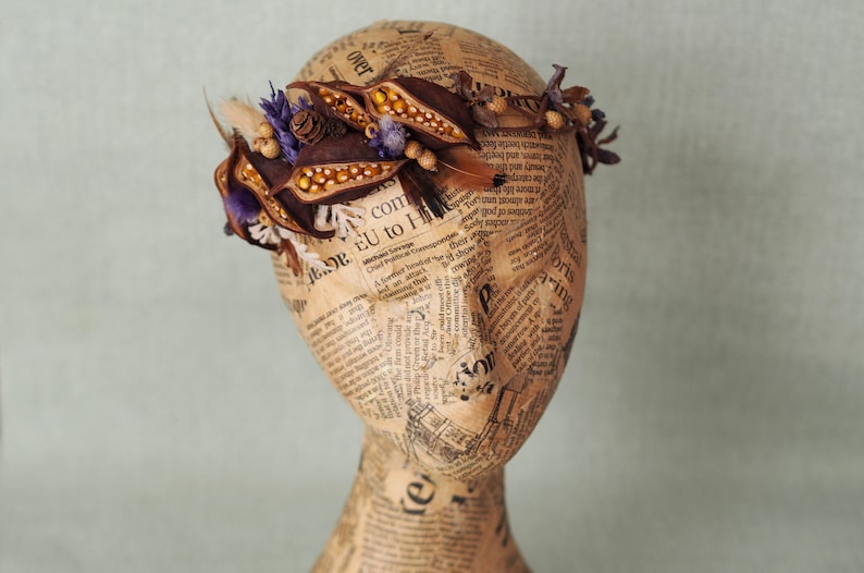 Woodland Hair Crown – Forest Queen Crown With Brachychiton Pods, Dried ...