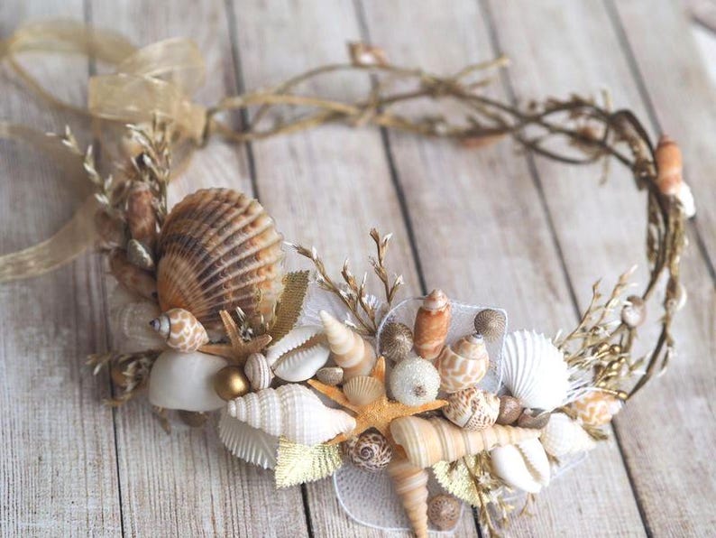 Seashell Mermaid Crown for Beach Wedding, Coastal Bridal Headpiece ...