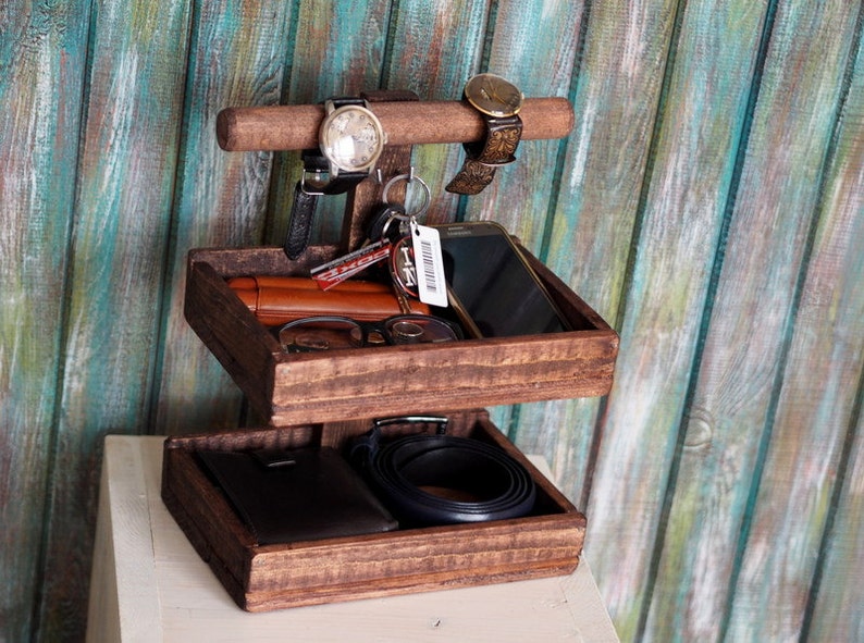 Mens Hardwood Organizer Stand Phone Key Watch Desk Organizer - Etsy