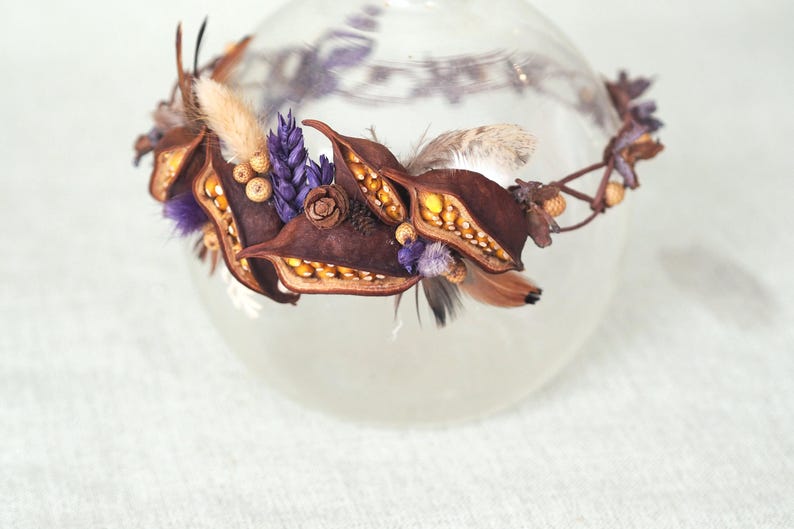 Woodland Hair Crown – Forest Queen Crown With Brachychiton Pods, Dried ...