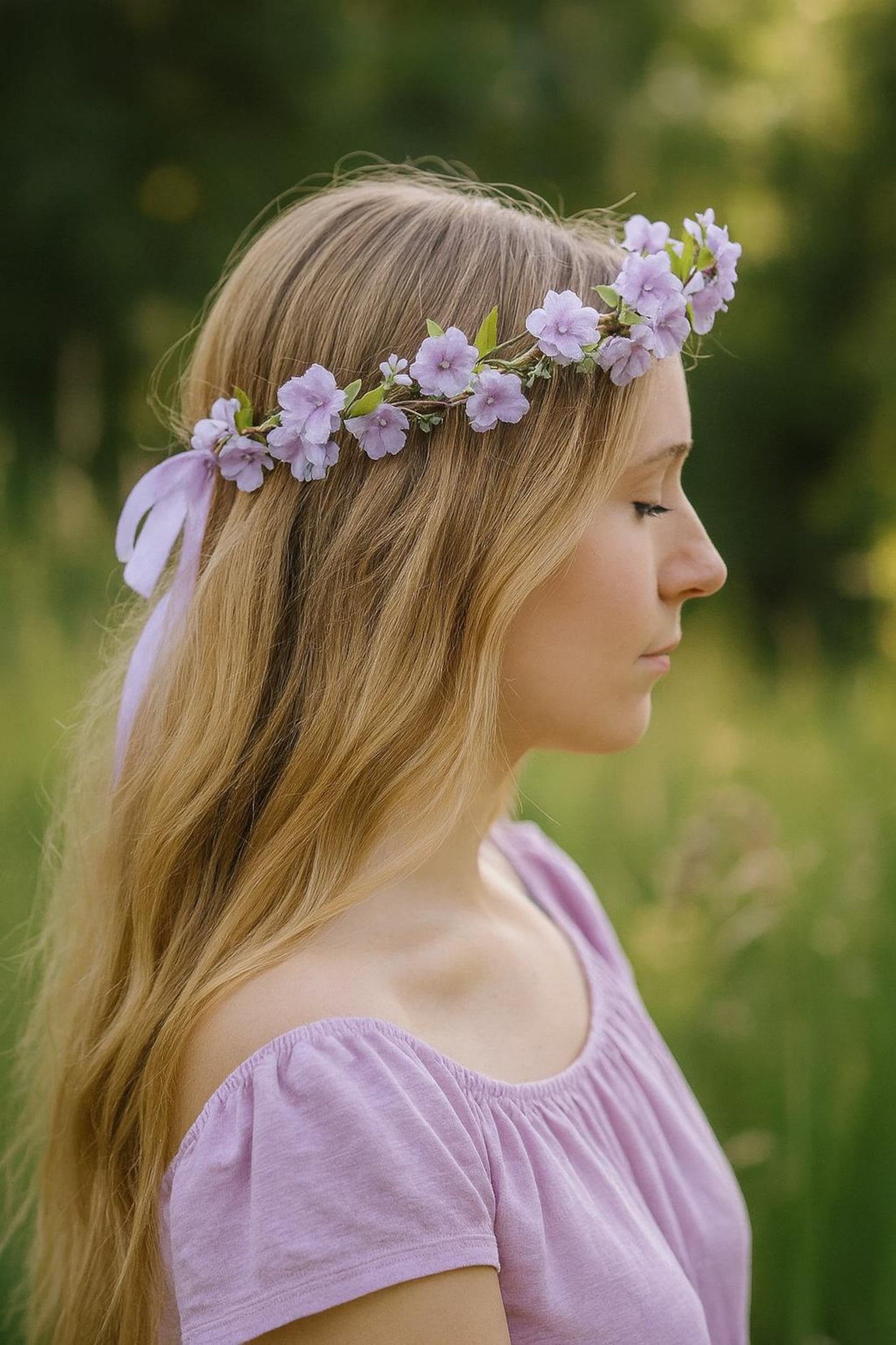 Lilac Flower Crown, Purple Bridal Headpiece, Lavender Fairy Tiara ...