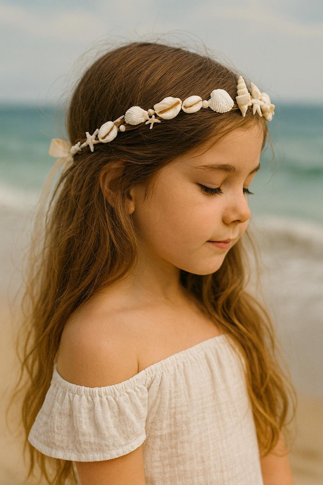 Seashell Mermaid Crown, Beach Wedding Headpiece, Nautical Flower Girl ...