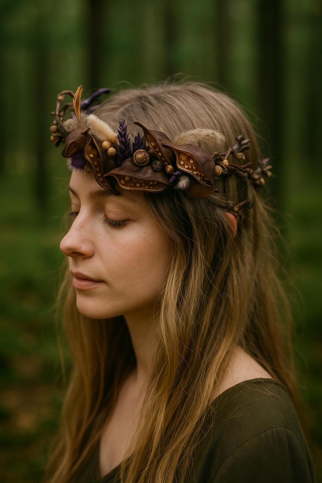 Woodland Hair Crown – Forest Queen Crown With Brachychiton Pods, Dried ...