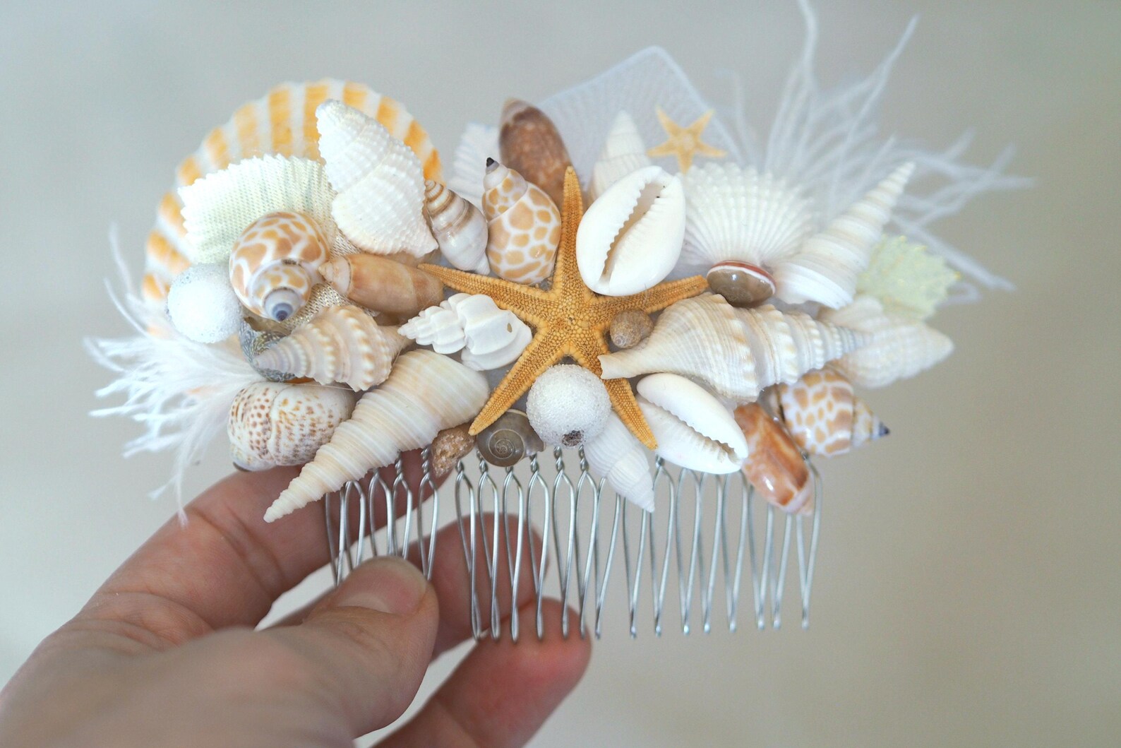 Beach Wedding Hair Comb With Seashells, Starfish Bridal Hairpiece ...