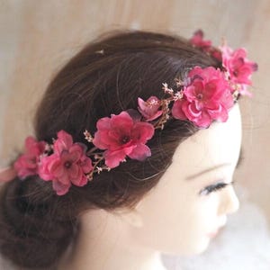 Cherry Blossom Flower Crown, Pink Sakura Wedding Headpiece, Boho Bridal ...
