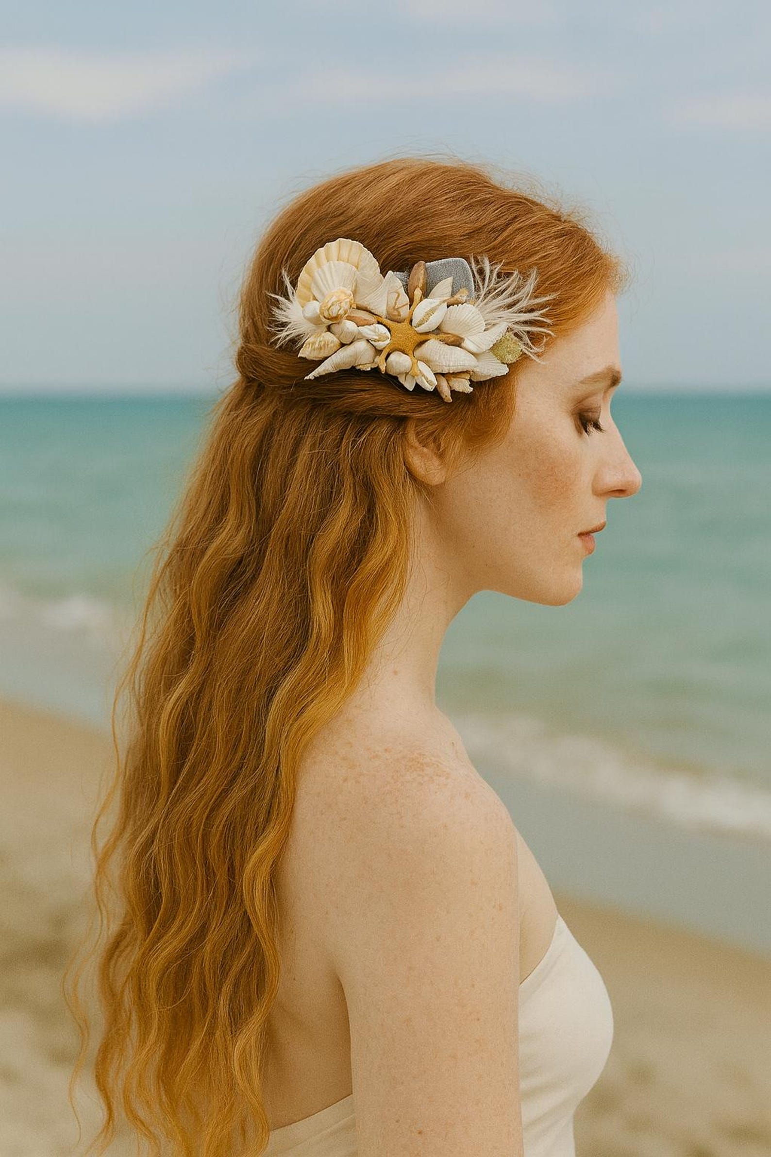 Beach Wedding Hair Comb With Seashells, Starfish Bridal Hairpiece ...